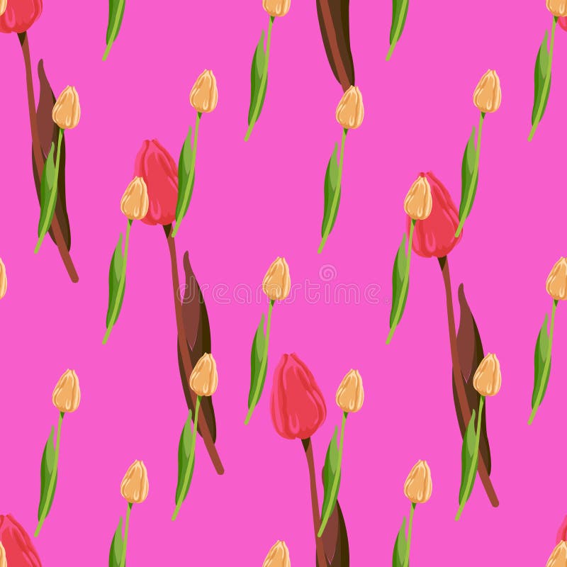 Small Floral Tulips Pattern Seamless Stock Illustration - Illustration ...