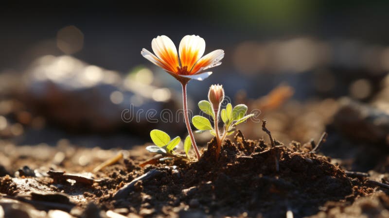 A Small Flower is Growing Out of the Ground Stock Illustration ...
