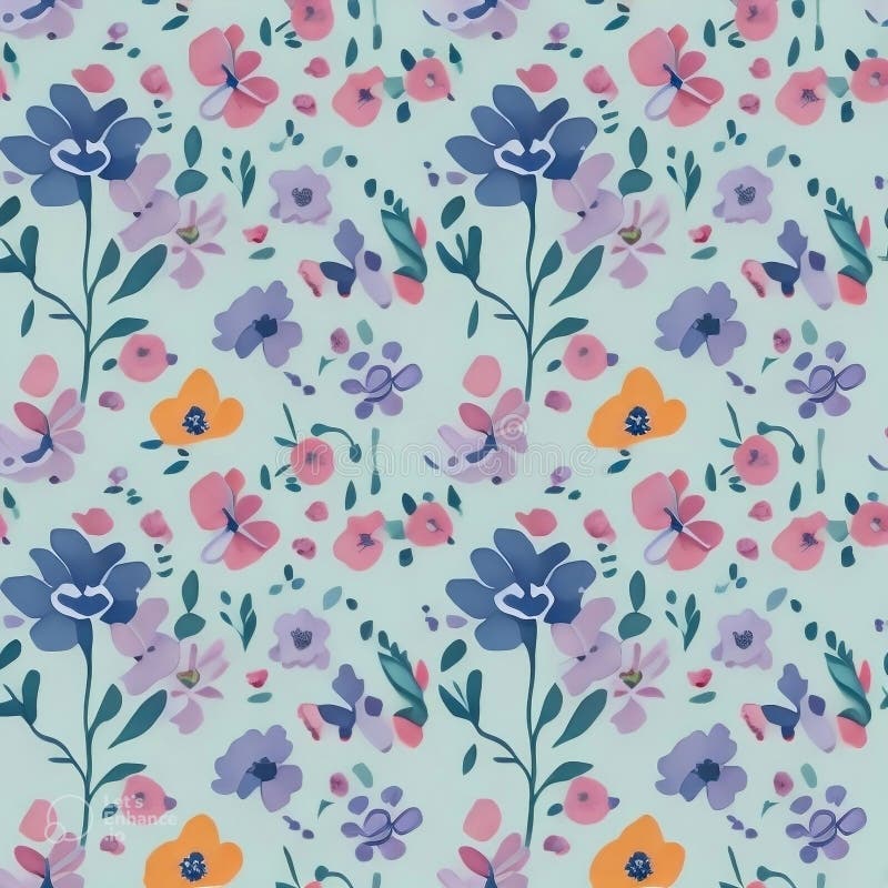 A Small Flower Pattern, Watercolor Style. AI-Generated. Stock ...