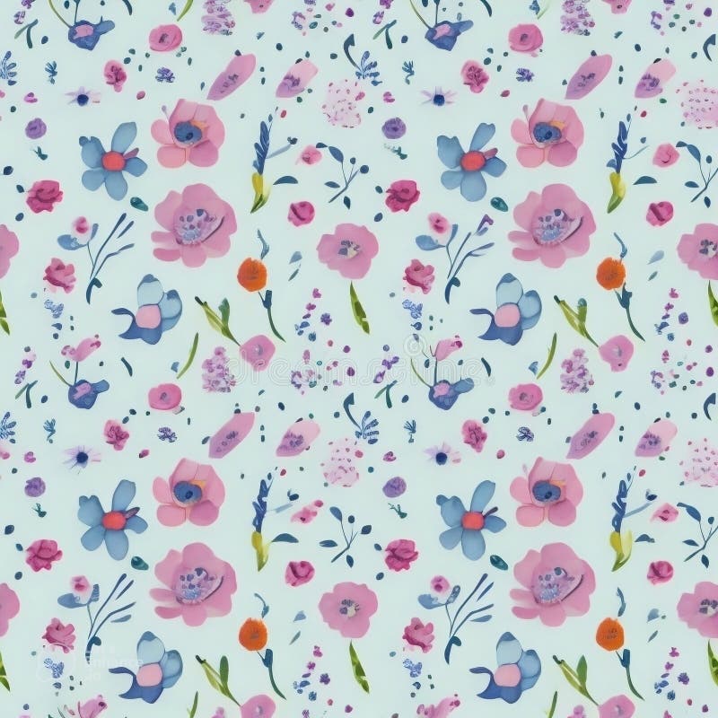 A Small Flower Pattern, Watercolor Style. AI-Generated. Stock ...