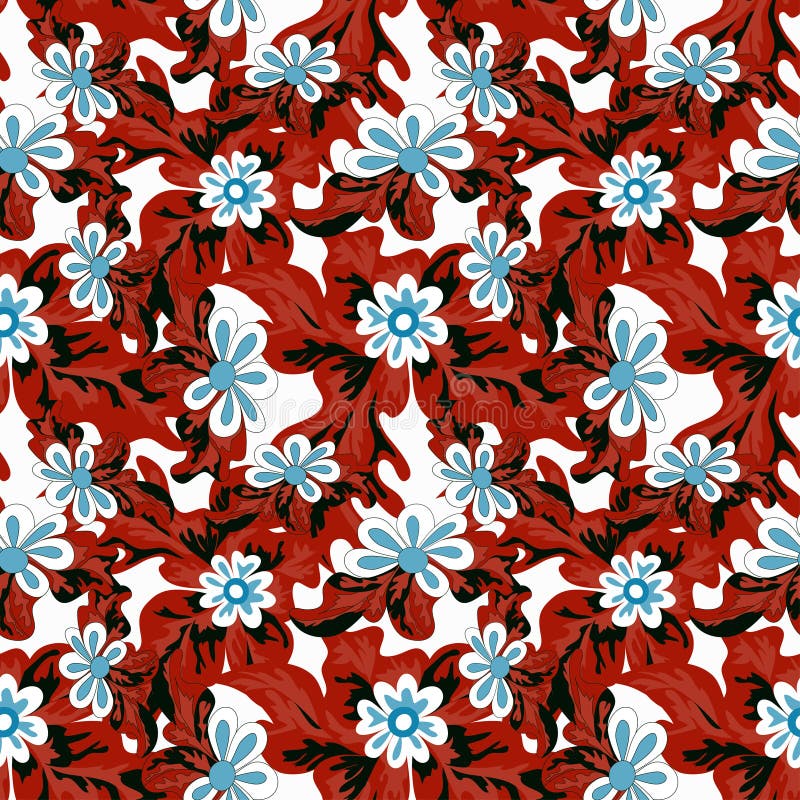 Red Flowers Pattern Vector Stock Illustrations – 63,651 Red Flowers ...