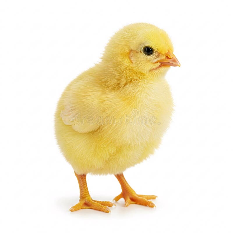Small Fluffy Yellow Chick Standing on Tiny Orange Feet, Isolated on a ...