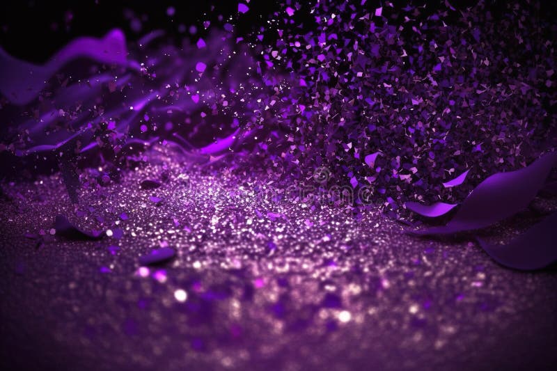 Small Flying Particles and Confetti on Purple Background, Generative AI ...