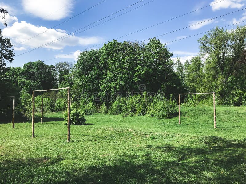 Small Football Stadium, Top View on a Sunny Morning Stock Photo - Image ...