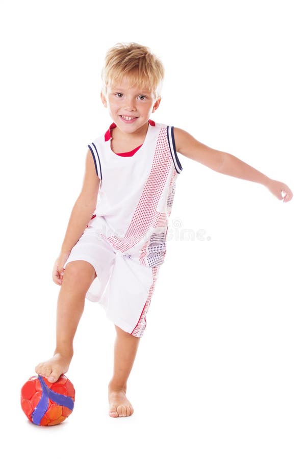 Small Football Player with Ball Stock Image - Image of football, little ...