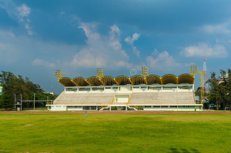Small football stadium stock photo. Image of cloud, blue - 43622090