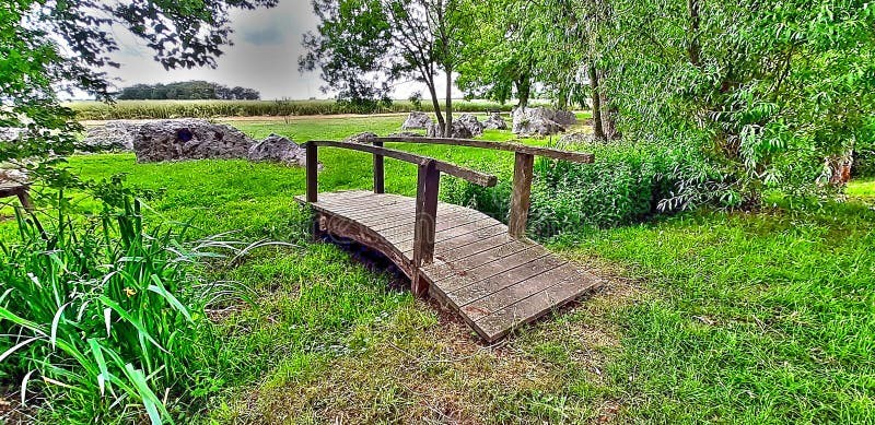 Small Footbridge Over a Stream Stock Photo - Image of rural, board ...