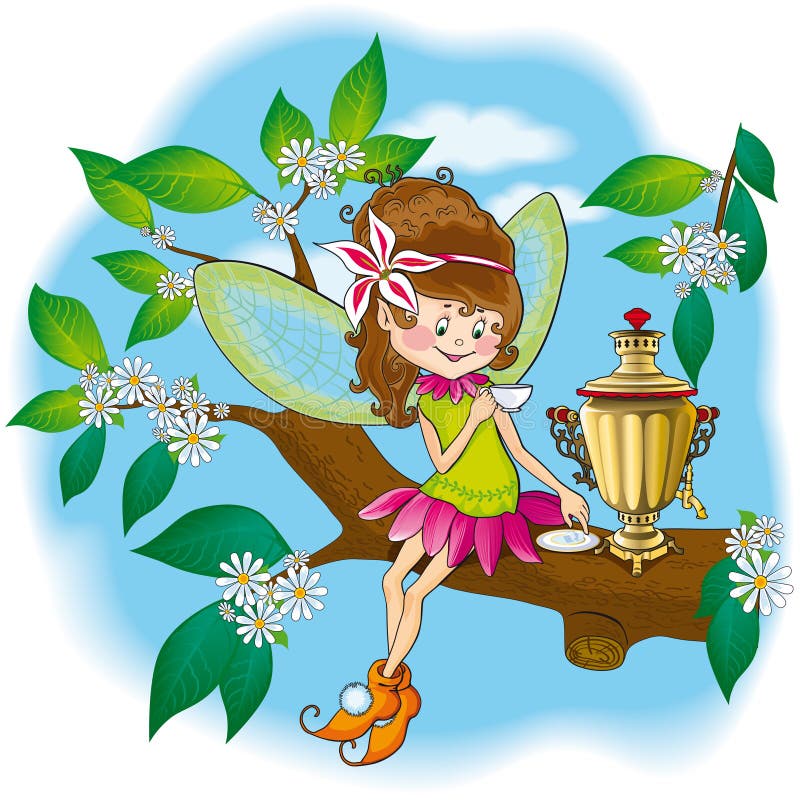 Small Forest Fairy Tea Drinkers Stock Vector - Illustration of sitting ...