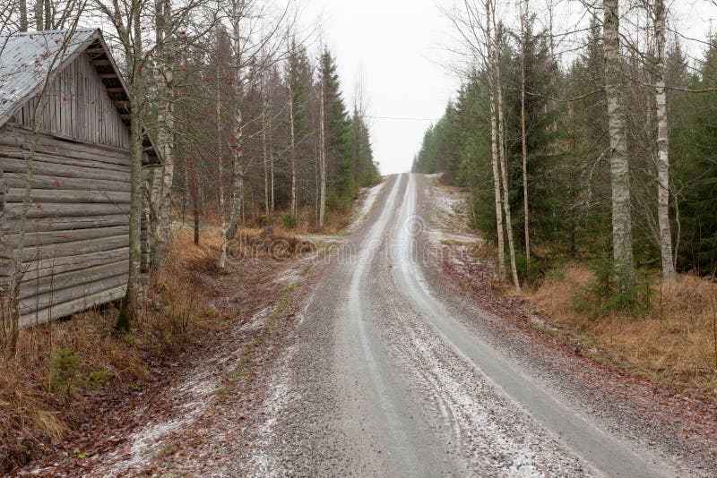Small Forest Road in Finland Stock Photo - Image of building, autumn ...
