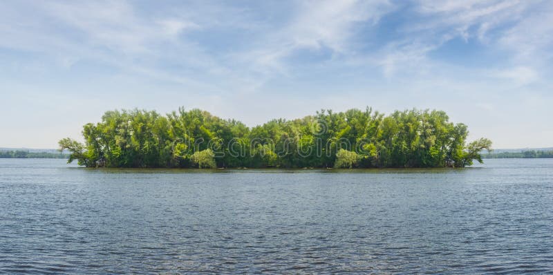 Small Foresty Island on a Big Lake Stock Image - Image of scene, summer ...
