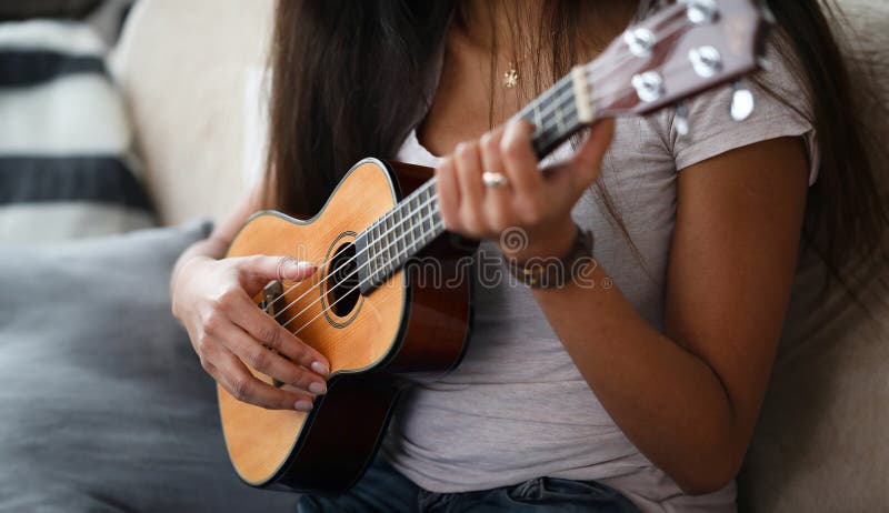 Small Four-stringed Guitar of Hawaiian Origin Stock Photo - Image of ...
