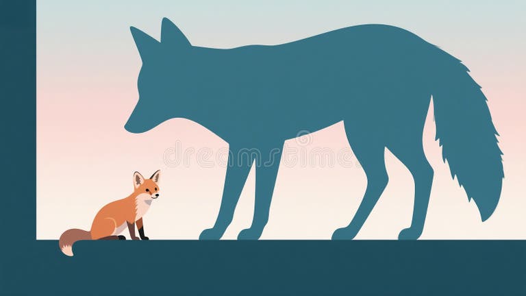 A Small Fox with a Large Wolf Shadow Symbolizes Hidden Potential and ...