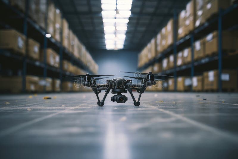 Small Fpv Drone Flying through a Warehouse. AI Generated Stock ...