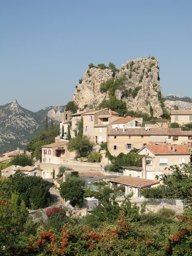 Small French Hillside Village Stock Image - Image of field, village ...