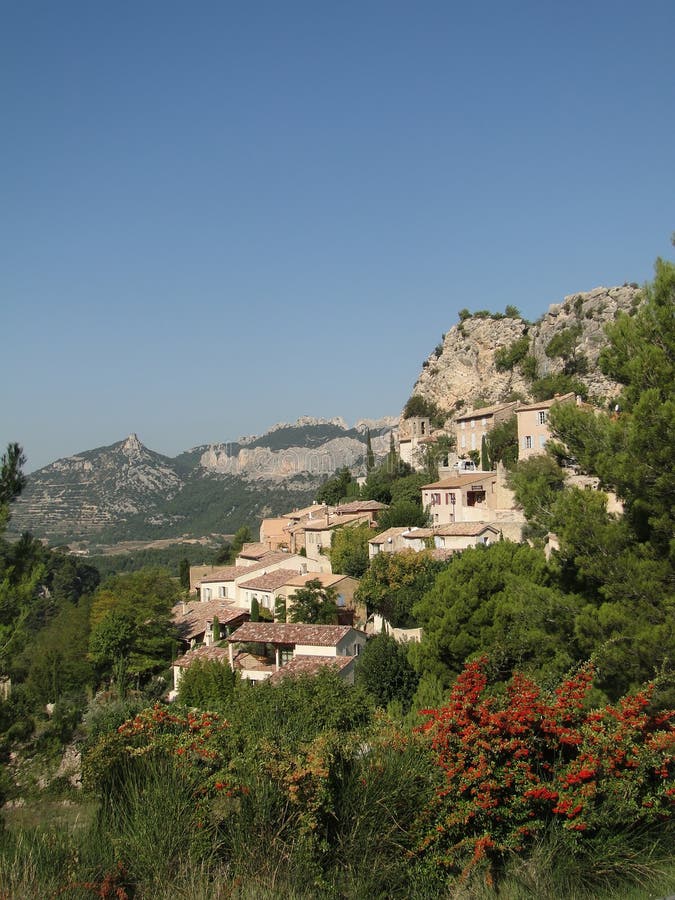 Small French Hillside Village Stock Image - Image of field, village ...
