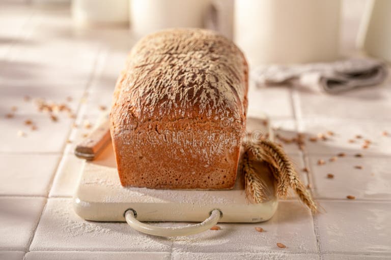 Small and Fresh Loaf of Rye Bread with Barley Stock Photo - Image of ...