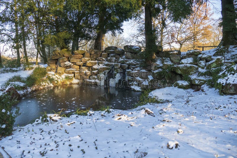 Small Frozen Waterfall at Favorite Castle in Winter Stock Image - Image ...