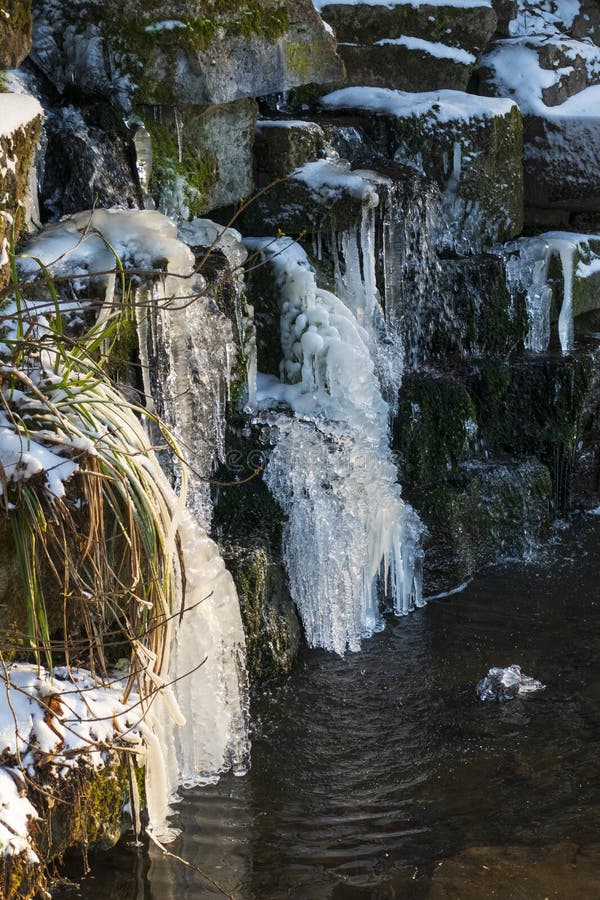 Small Frozen Waterfall at Favorite Castle in Winter Stock Image - Image ...