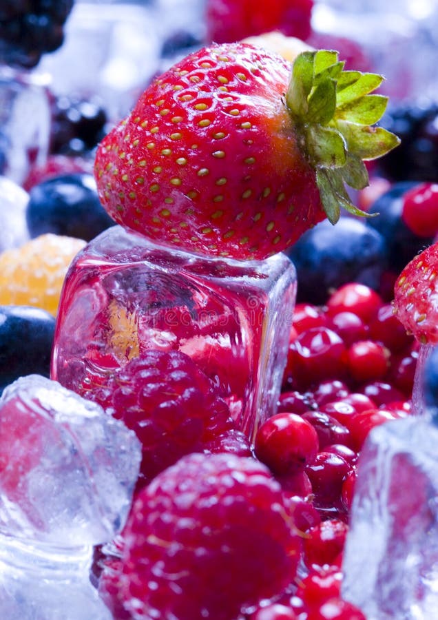 Small Fruits among Ice Cubes Stock Photo - Image of colourful, diet ...