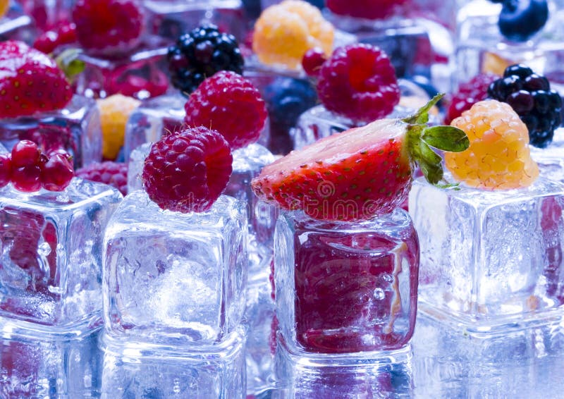 Small Fruits among Ice Cubes Stock Photo - Image of colourful, diet ...