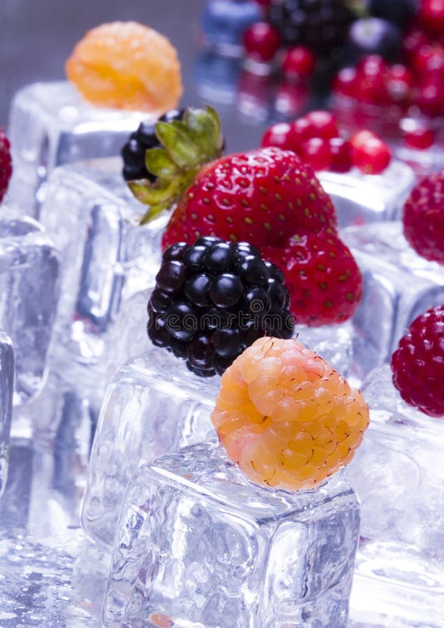 Small Fruits among Ice Cubes Stock Image - Image of diet, colours: 2166195