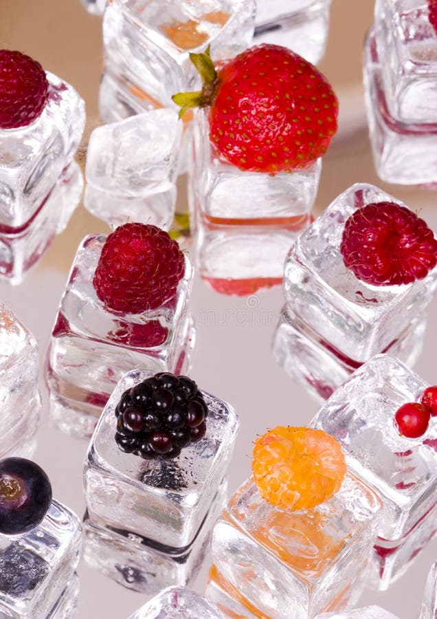 Small Fruits among Ice Cubes Stock Photo - Image of colourful, diet ...