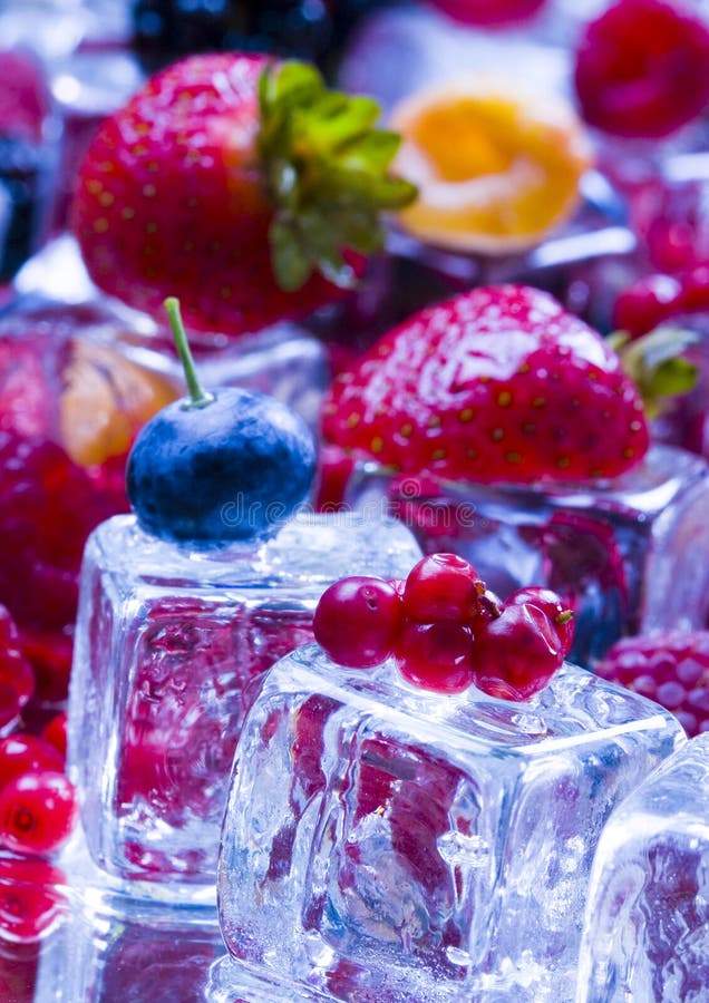Small Fruits among Ice Cubes Stock Photo - Image of colourful, diet ...