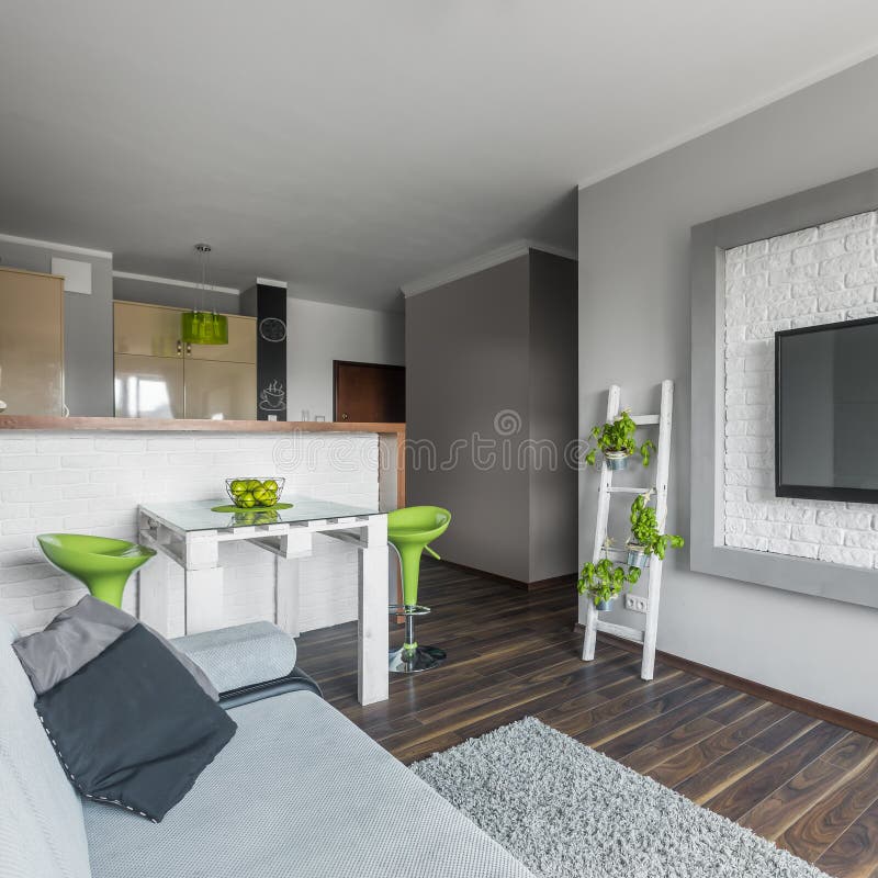 Small but Functional Modern Apartment Stock Image - Image of blackboard ...