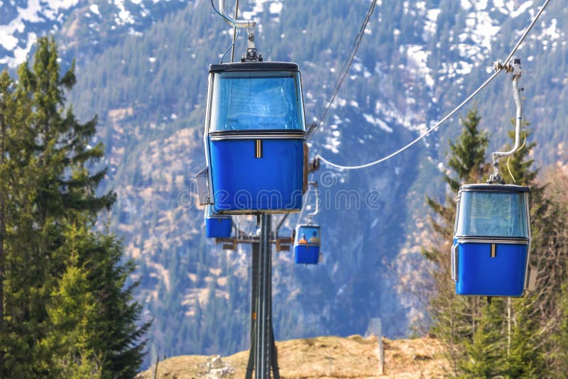 Small Funicular in Front of Mountain Hills Stock Photo - Image of ...