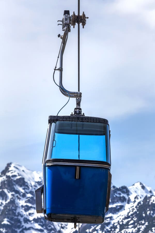 Small Funicular in Front of Snowy Mountains Stock Image - Image of snow ...