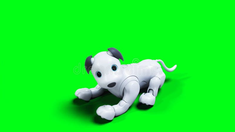 Small Funny Robotic Smart Dog, Pet. Green Screen Isolate. 3d Rendering ...