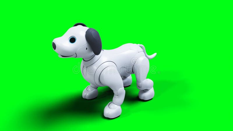 Small Funny Robotic Smart Dog, Pet. Green Screen Isolate. 3d Rendering ...