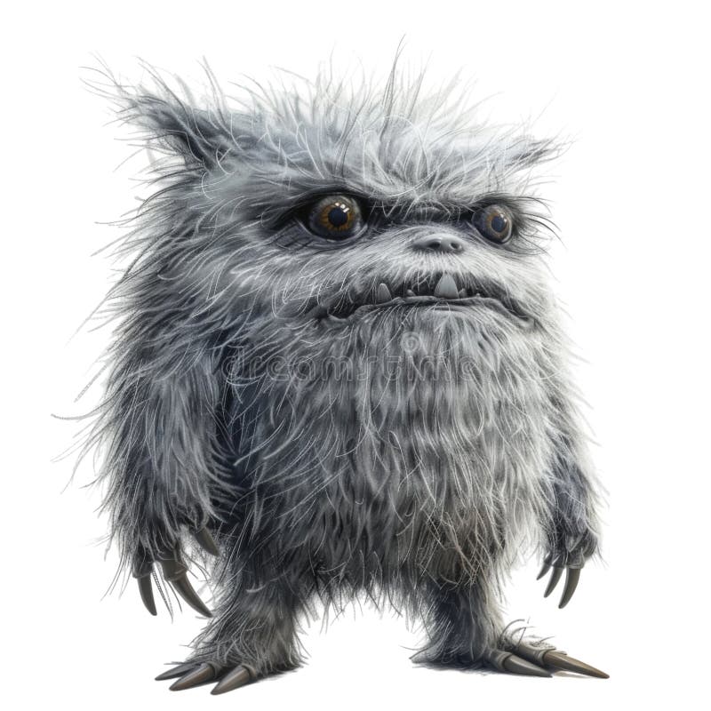 A Small, Furry Monster with Sharp Claws and an Angry Expression Stock ...