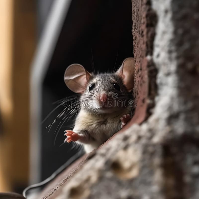 A Small, Furry Mouse is Standing on a Ledge in Front of a Building ...