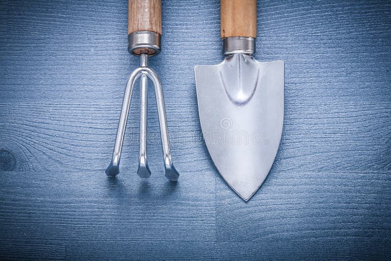 Small Garden Hand Tools Fork and Spade Stock Photo - Image of hardwood ...