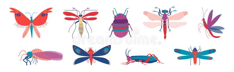 Small Garden Insect with Legs and Antennae Vector Set Stock ...