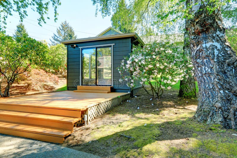 Small Garden Studio in a Separate Room with Window Walls. Stock Photo ...