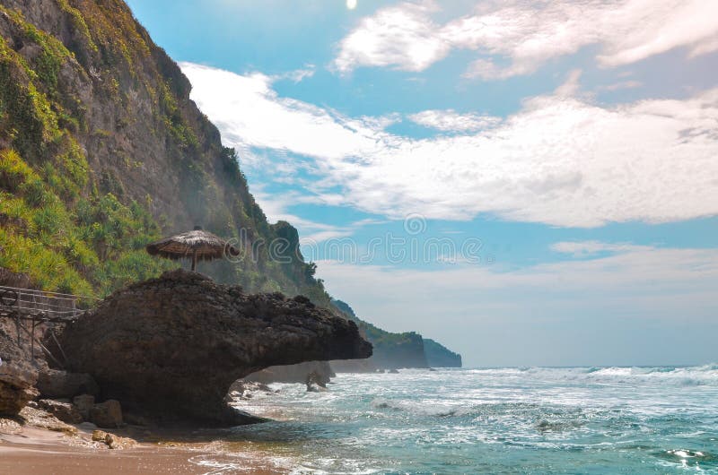 The Cliffs and Coastline of Seruni Beach, Yogyakarta, Indonesia Stock ...