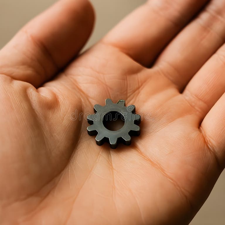 A small gear in hand stock illustration. Illustration of human - 396854943