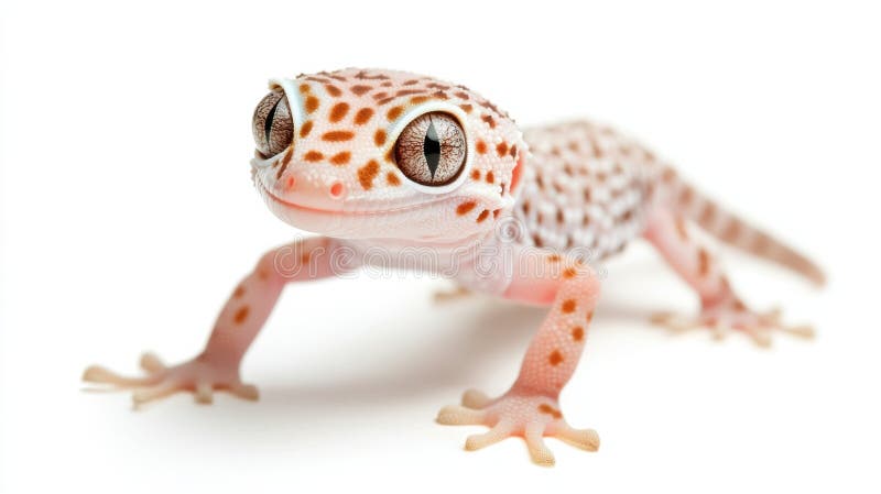 A Small Gecko with White Spots and Brown Eyes is Looking at the Camera ...