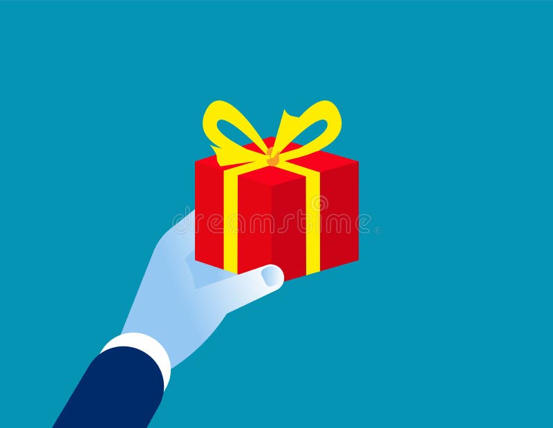 Small Gift Box in Hand. Concept Flat Vector Illustration, Happy, Give ...
