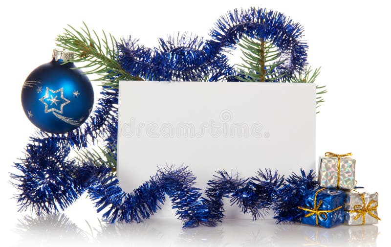 Small Gift Boxes and Fir-tree Branch, Empty Card Stock Image - Image of ...