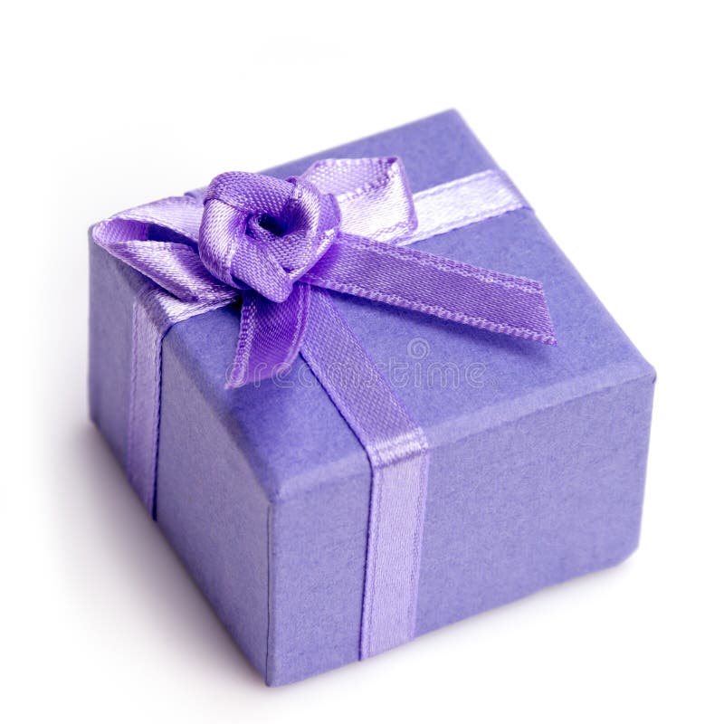 Gift, Purple Box with White Ribbon Stock Photo - Image of decoration ...