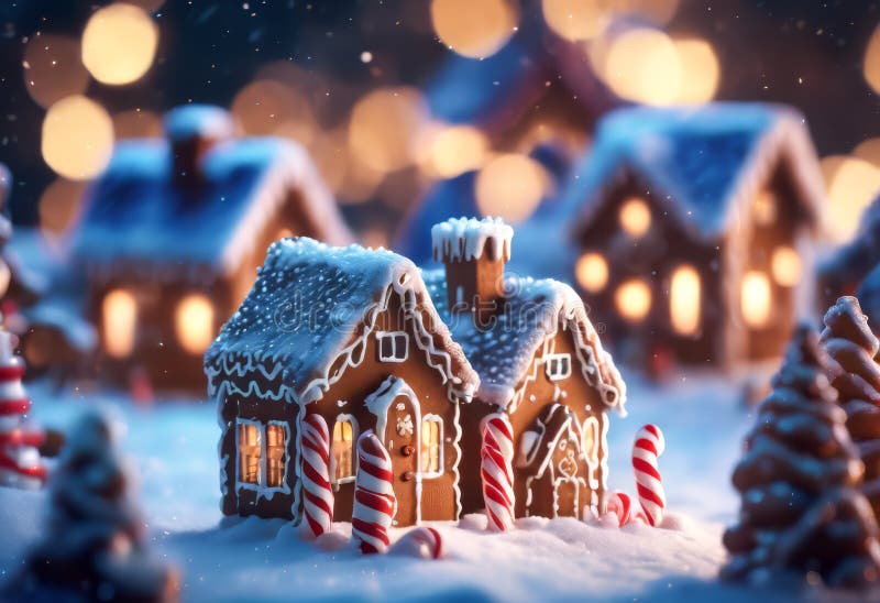 A Small Gingerbread House with Candy Canes on the Roof and Windows ...