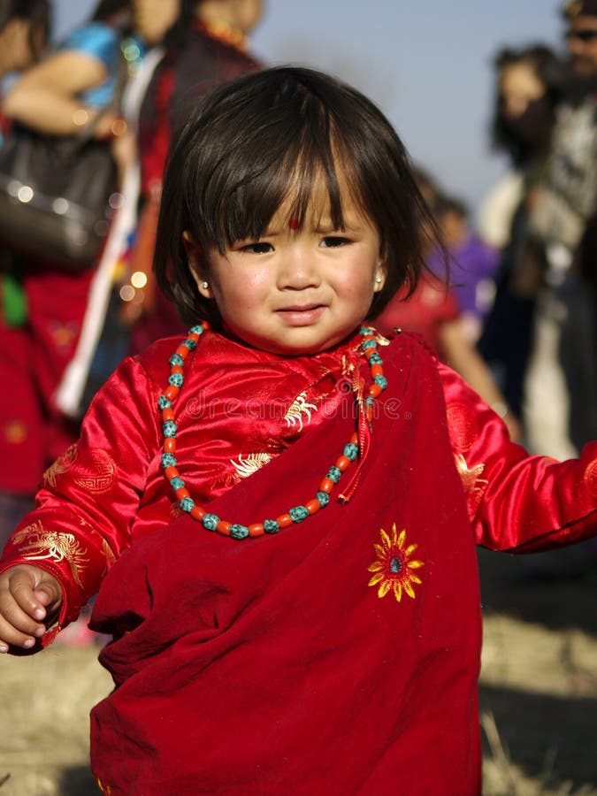 Small Girl in Gurung Attire Editorial Photography - Image of event ...
