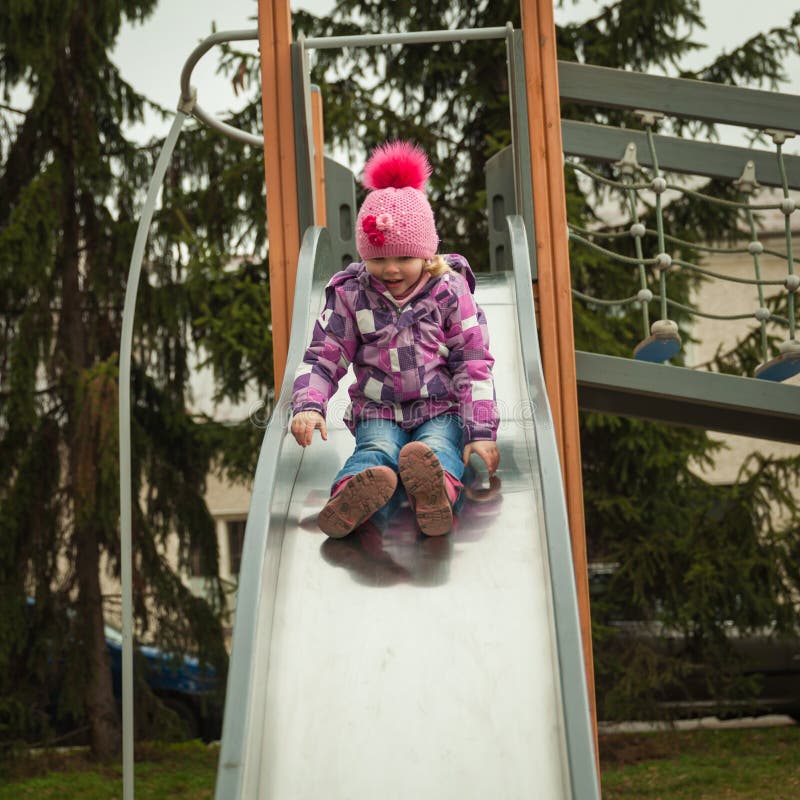 Small Girl Having Fun on the Children S Attractions Stock Photo - Image ...
