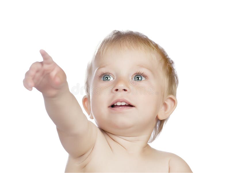 Baby Pointing & Talking Stock Photo - Image of jabber, innocents: 1059722