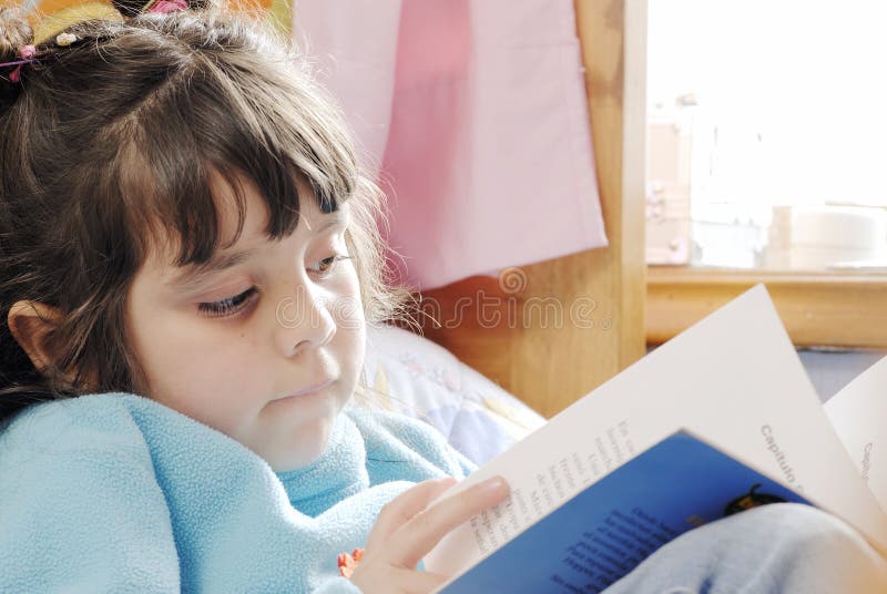 Small Girl reading stock photo. Image of room, safety - 1279424