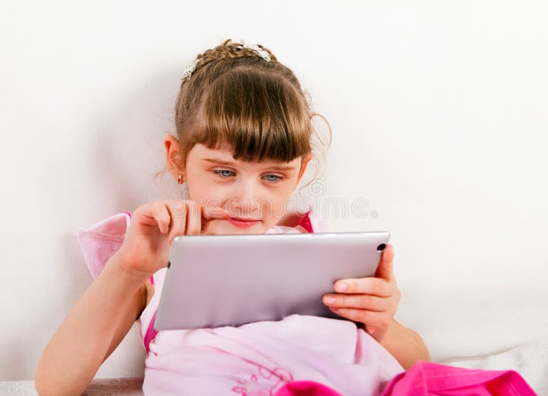 Small Girl with Tablet stock image. Image of female, adolescence - 82621031