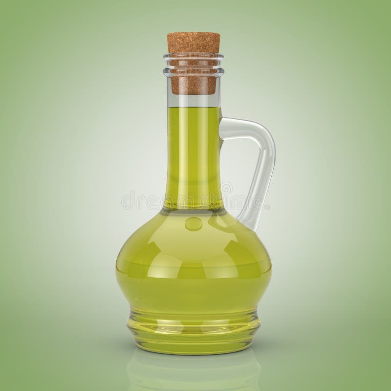 Small Glass Decanter Bottle of Olive Oil Cork. 3d Rendering Stock ...
